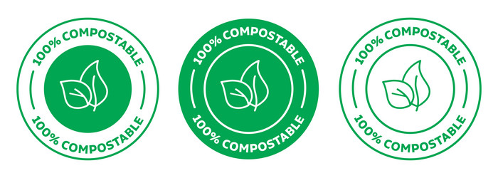 100 percent recyclable green icon set Royalty Free Vector