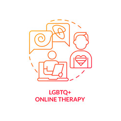 2d lgbtq online therapy linear icon concept Vector Image