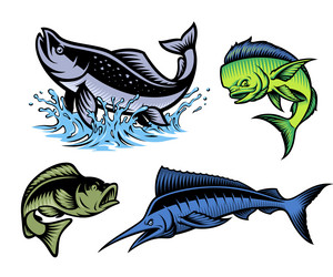 Fishing Theme Pin-Up Art Royalty Free Vector Image
