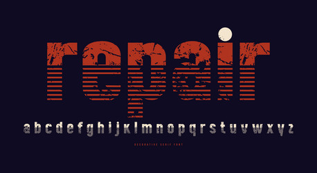 Decorative sans serif font with striped decor Vector Image