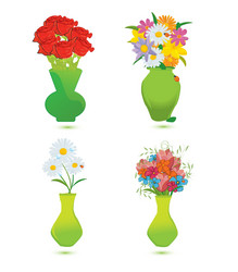 Vases with flowers set Royalty Free Vector Image