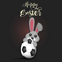 Happy easter rabbit with egg shaped soccer ball Vector Image