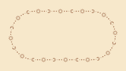 Mystic celestial round frame with sun stars moon Vector Image