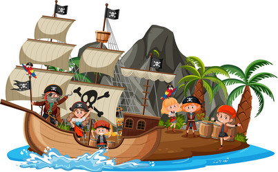 Isolated pirate island on white background Vector Image