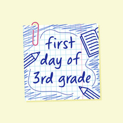 First day of ninth grade lettering grid paper Vector Image