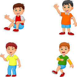 Cartoon little boy taking a bath Royalty Free Vector Image