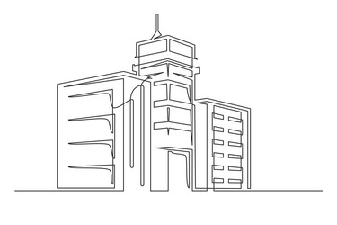 Continuous one line building Royalty Free Vector Image