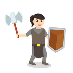 Dwarf warrior woman hold sledge hammer design Vector Image