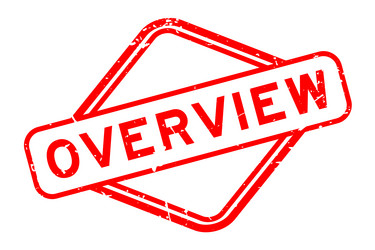 Grunge red overview word rubber seal stamp Vector Image