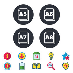 Paper size a5 standard icon document symbol Vector Image