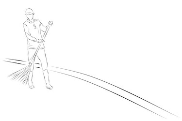 Park or road no face sweeper man simple hand draw Vector Image