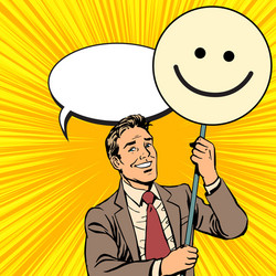 Protester with a poster emoji smiley Royalty Free Vector