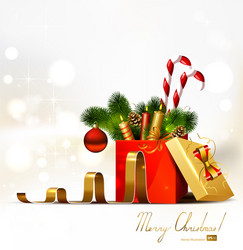 Christmas twins open gift Royalty Free Vector Image