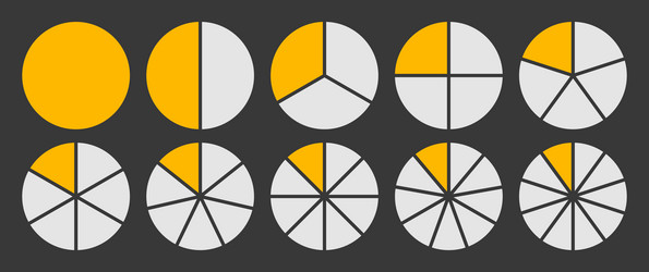 Circle divided into 1-10 parts set in black Vector Image