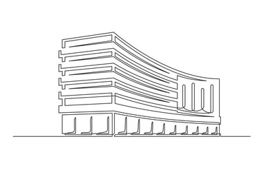 Continuous one line building Royalty Free Vector Image