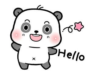 Cute little panda say hi standing behind a wall Vector Image
