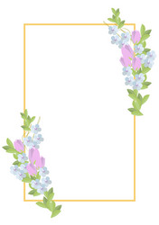 Rectangular border frame pink spring flowers white