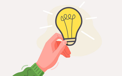 Creative idea concept hand holding light bulb Vector Image