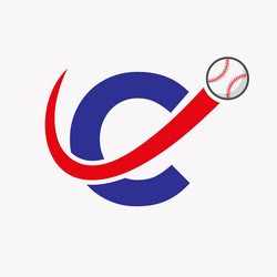 Baseball logo on letter c template Royalty Free Vector Image