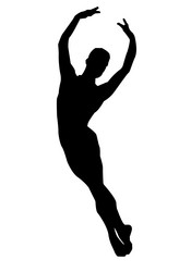 Outline of a male dancer in ballet jump Royalty Free Vector