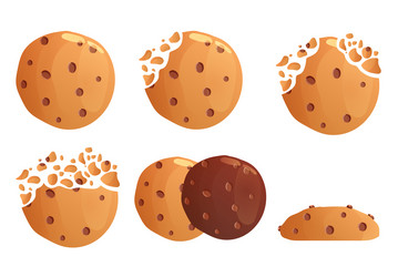 Bitten chocolate cookies pattern flat Royalty Free Vector