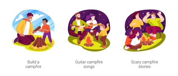 Build a campfire isolated cartoon Royalty Free Vector Image