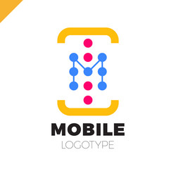 Mobile phone app letter m logo icon design Vector Image