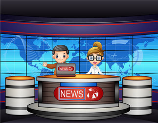 News room realistic studio for recording tv Vector Image