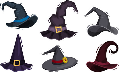 Wizard and magician hats with pointed top Vector Image