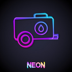 Glowing neon line mobile water tank - bowser icon Vector Image