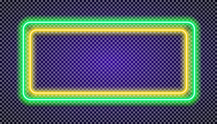 Neon rectangle frame on transparent Royalty Free Vector