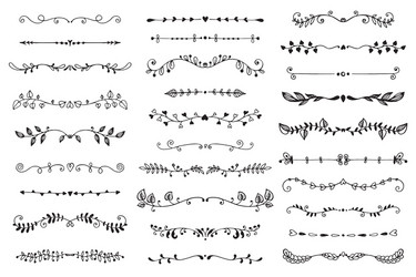 Set of hand drawn dividers borders lines Vector Image