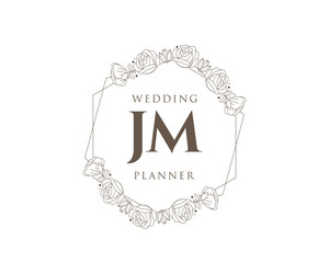 Jm initials letter wedding monogram logos Vector Image