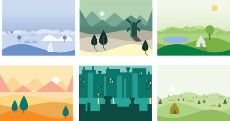 Four seasons backgrounds summer winter autumn Vector Image