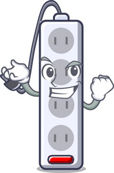 Businessman power strip attaches the cartoon table