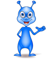 Alien in blue space suit flat style Royalty Free Vector