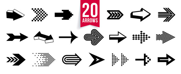 500 arrow symbols huge set of different shapes Vector Image