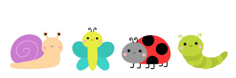 Cute cartoon insect set ladybug lady bird Vector Image