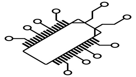 Silhouette of simple isometric schematic chip Vector Image