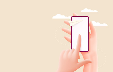 Hand holding smartphone icon in flat style Vector Image