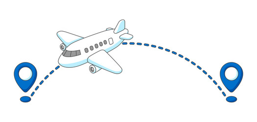 Flying cartoon airplane travel and Royalty Free Vector Image