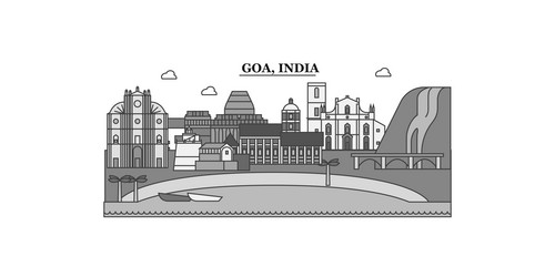 India goa flat travel skyline set Royalty Free Vector Image