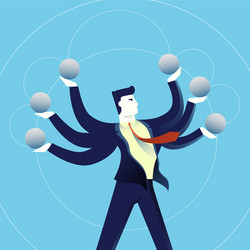 Business man multitask concept Royalty Free Vector Image