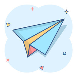 Paper airplane icon in comic style plane cartoon Vector Image