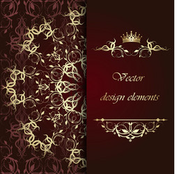 Elegant card background with gold pattern Vector Image