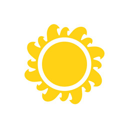 Cartoon yellow sun shining light rays to heat Vector Image