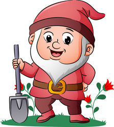 Dwarf is holding pickaxe and standing Royalty Free Vector