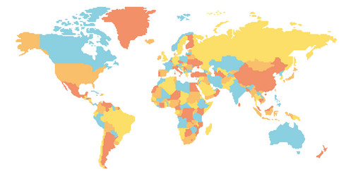 Simplified smooth border world map Royalty Free Vector Image