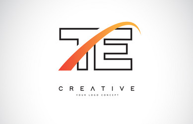 Te letter design with brush stroke and modern 3d Vector Image