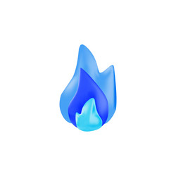 3d blue gas fire flame icon cartoon style Vector Image